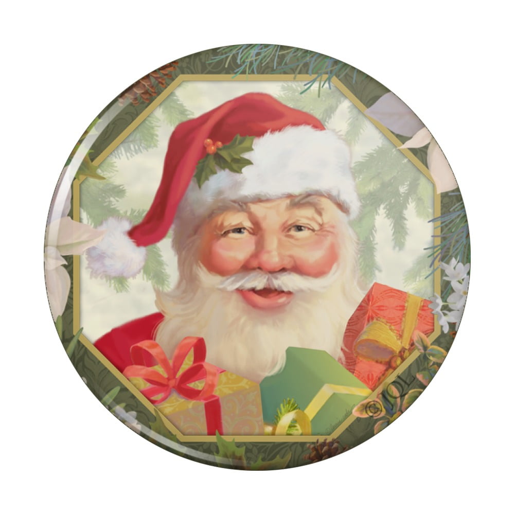 Christmas Holiday Festive Jolly Santa Claus Pinback Button Pin ...