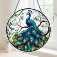Blue Peacock Floral Stained Glass Effect Suncatcher Window Hanging ...