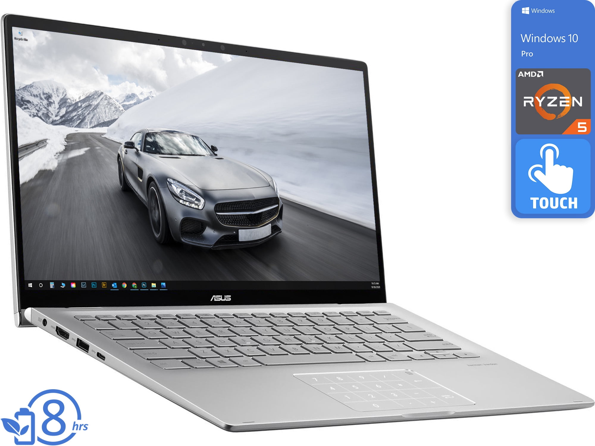 ASUS Q406DA Notebook, 14" FHD Touch Display, AMD Ryzen 5 3500U Upto 3 ...