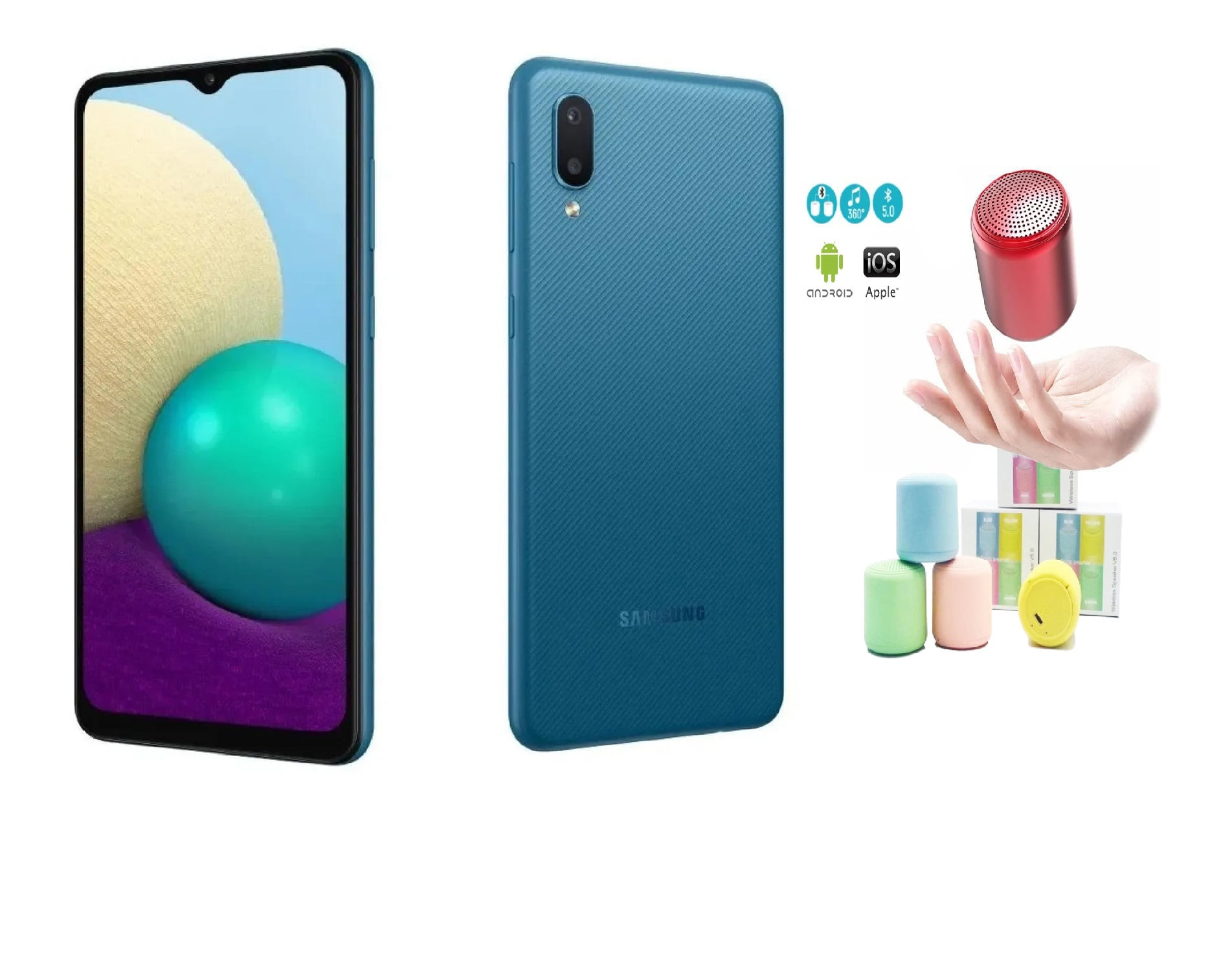 Samsung Galaxy A02 DE 32 GB AZUL CON 3 GB RAM CON Mini Bocina CON ...