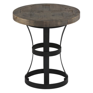 Cortesi Home Penni End Table, Solid Wood with Black Metal Frame, Dark ...