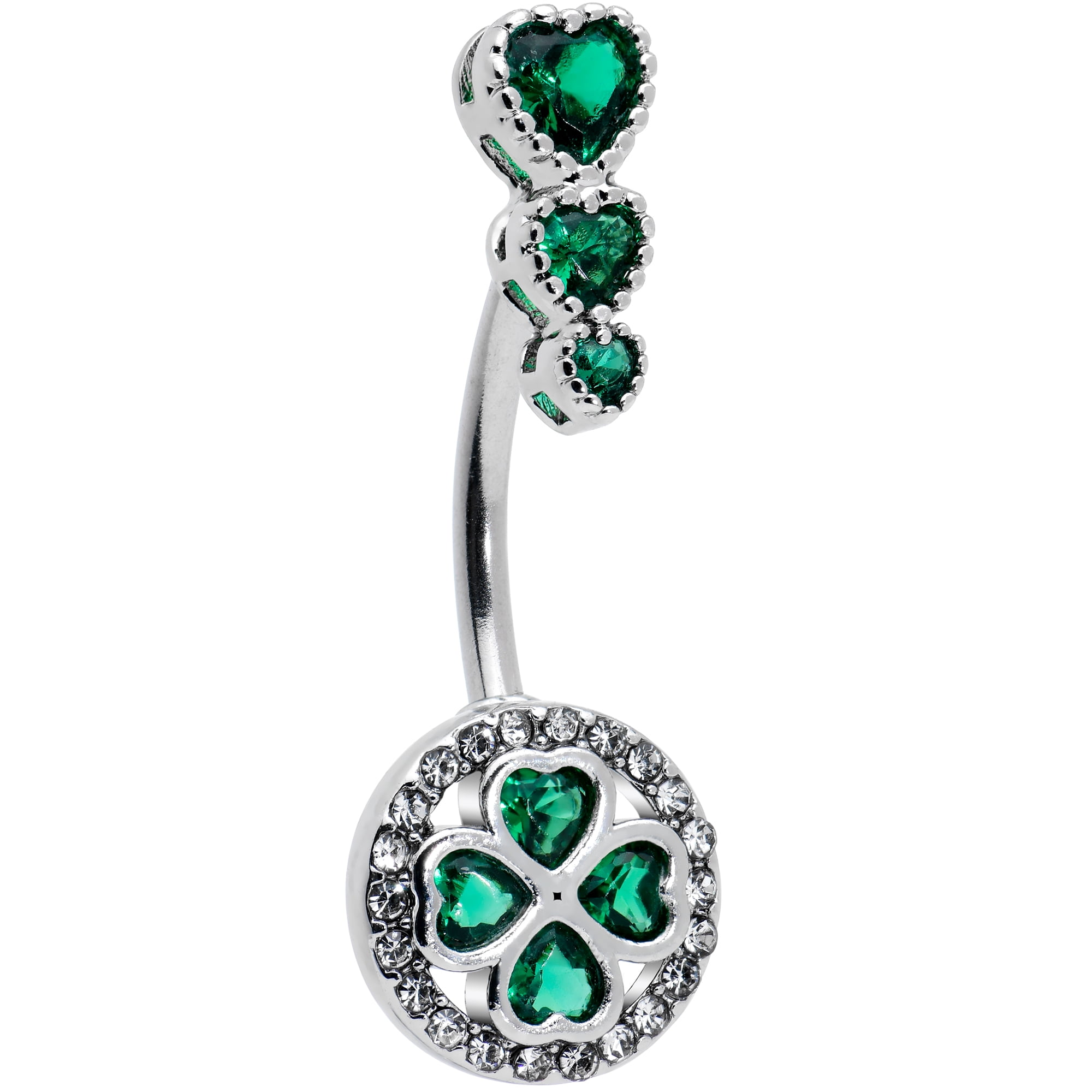 Body Candy Womens Steel Piercing Green Triple Drop Heart Shamrock ...