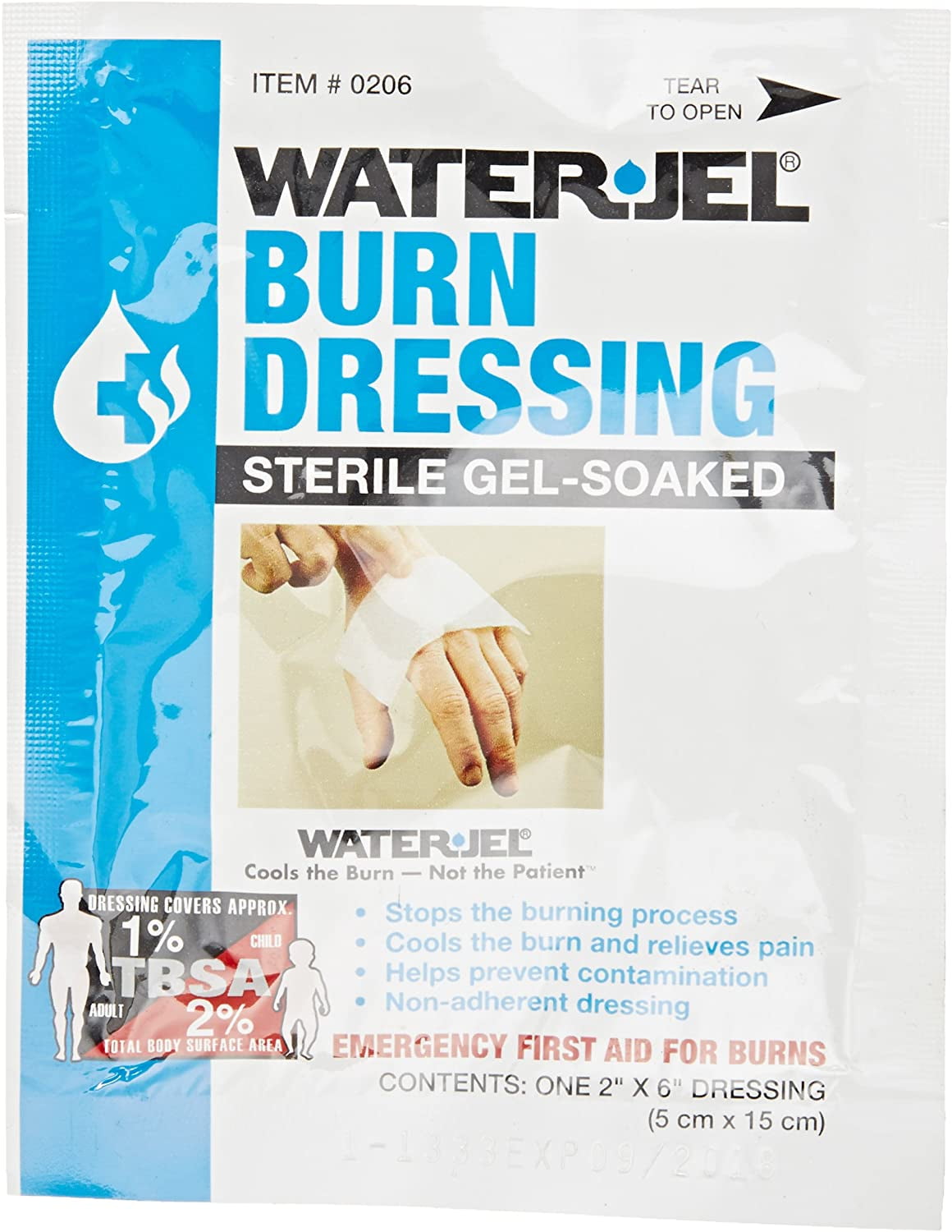 WaterJel Burn Dressing Burn Dressing Sterile Gel-Soaked ,First Aid , 2 ...