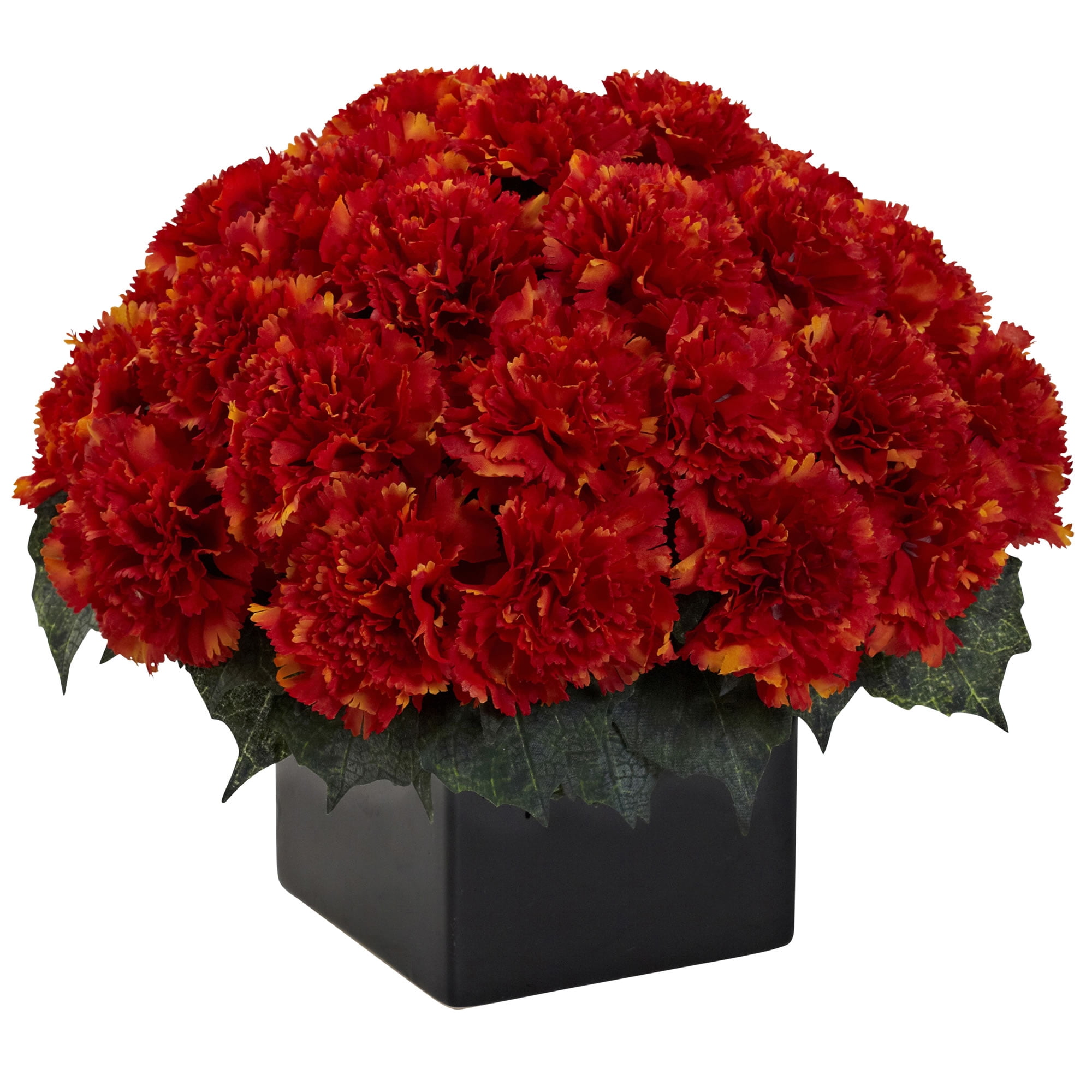 Nearly Natural Carnation Arrangement with Vase - Walmart.com