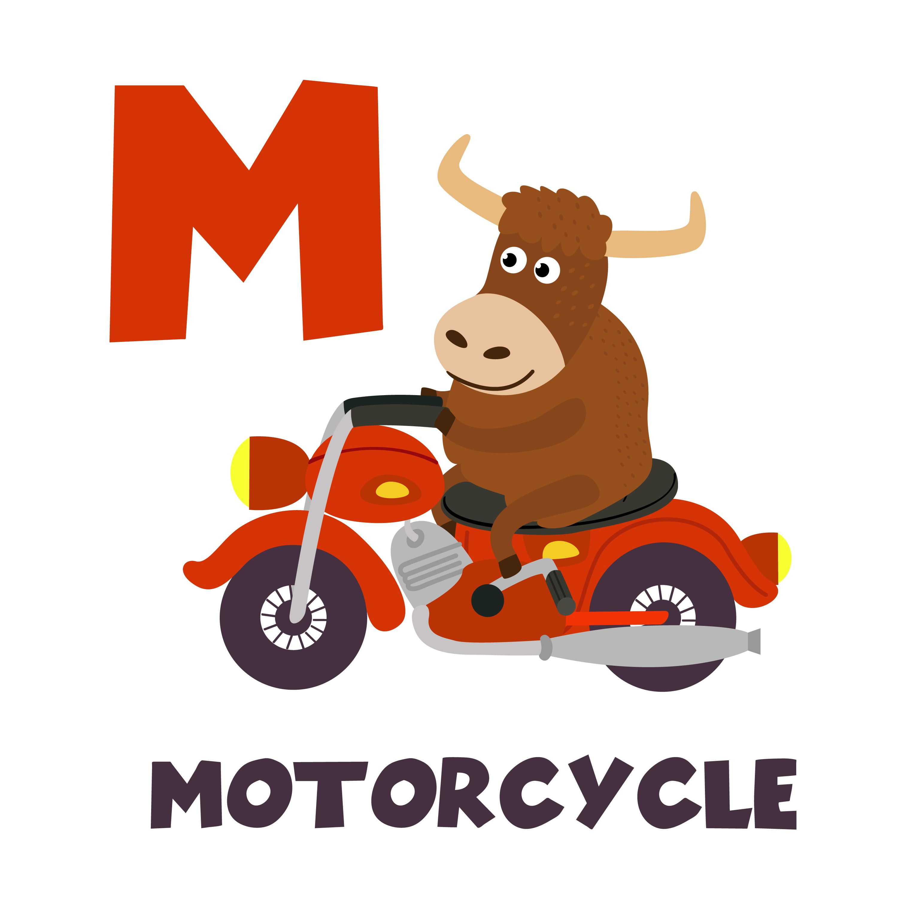 DAYCARE - Vinyl Kids Nursery Playroom Motorcycle Decoration Letter M ...