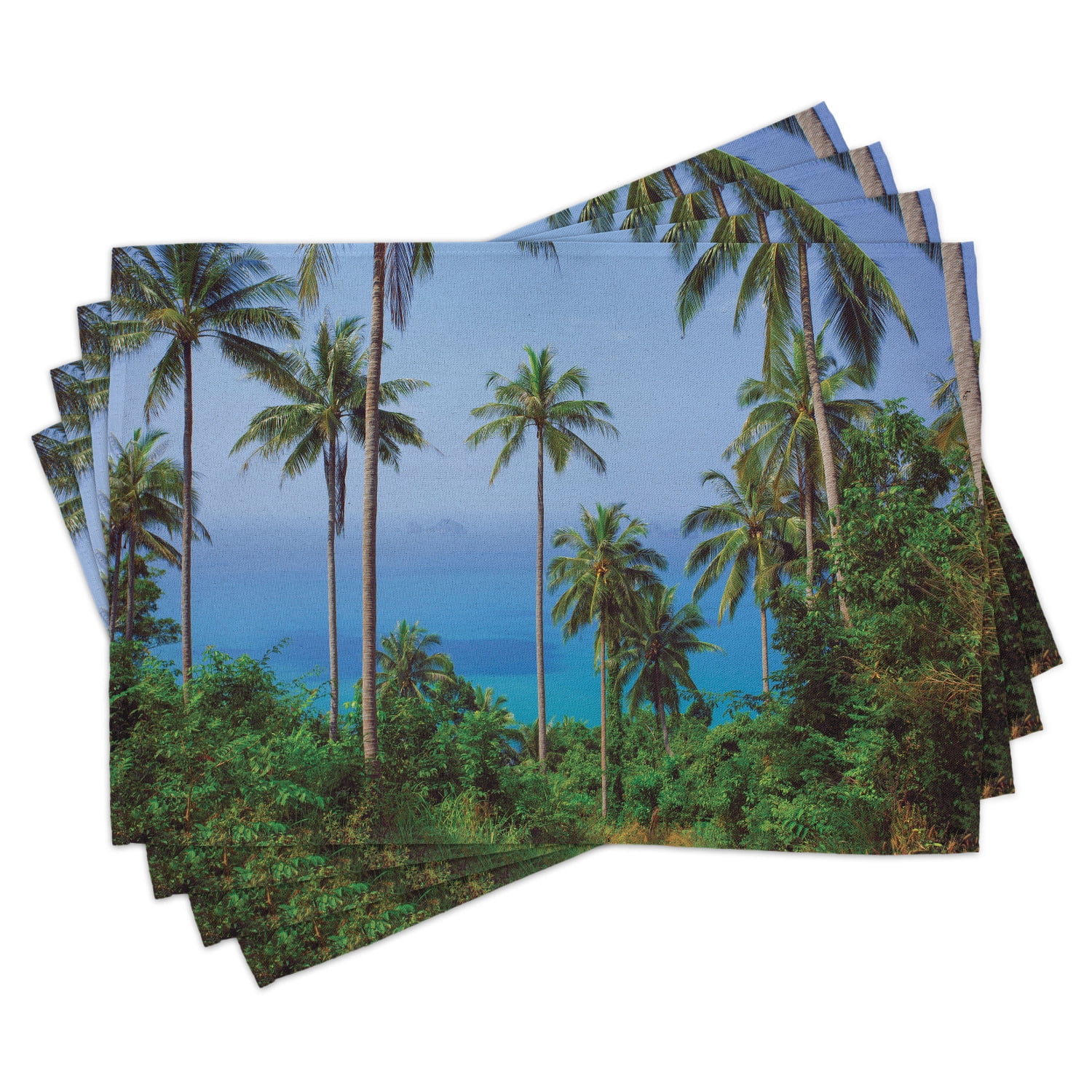 Ambesonne Tropical Place Mats Set of 4, Ocean Jungle Beauty, Standard ...