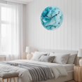 14 Inch Ink Art Wall Clock, Modern Blue Rose Shape Light Blue Lines ...