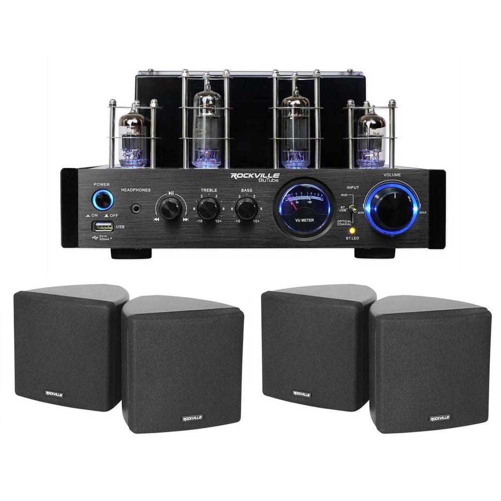 Rockville BluTube LED Tube Amplifier Home Bluetooth Receiver+(4) Cube ...