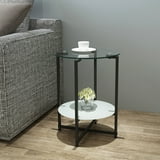 Modern Small Black Side Table with Tempered Glass Top & Metal Frame ...