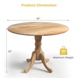 Costway Large Circular Wooden Kitchen Dining Table with Rustic Round ...