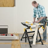 Gymax Folding Work Table Portable Workbench w/ Adjustable Height ...