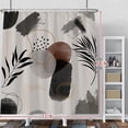 Boho Shower Curtain Black Grey Plants Leaves Mid Century Modern ...