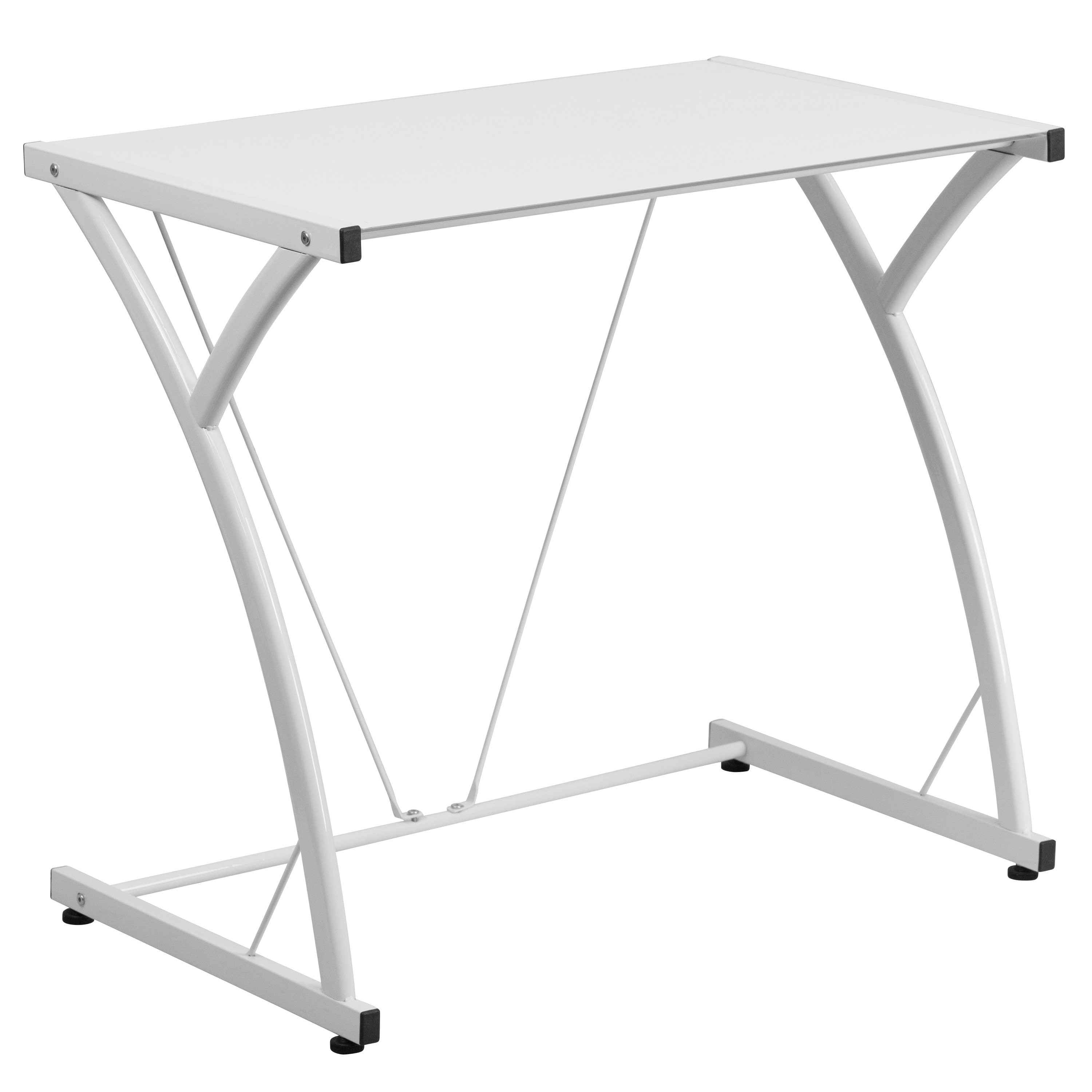 Contemporary Tempered White Glass Computer Desk with Matching Frame ...