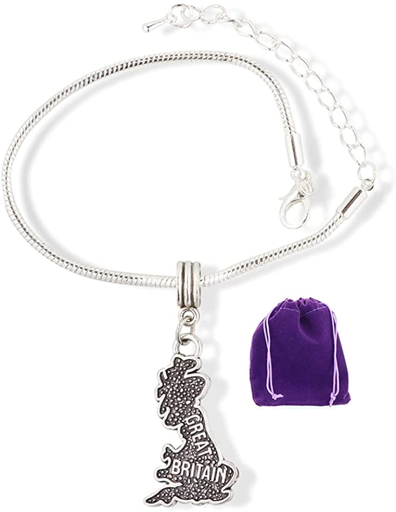Great Britain England Country Map Snake Chain Charm Bracelet - Walmart.com