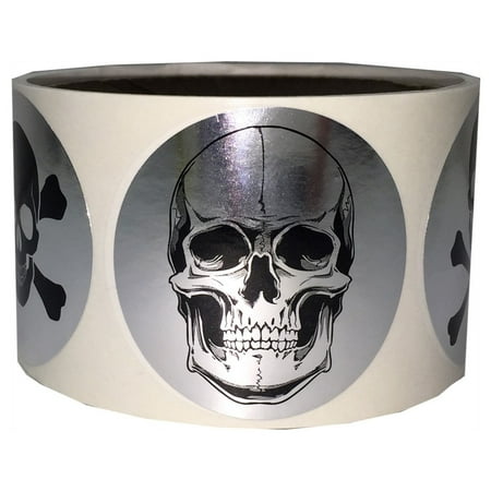 Silver Skull and Crossbones Stickers | 2" Inches Round - 100 Pack ...