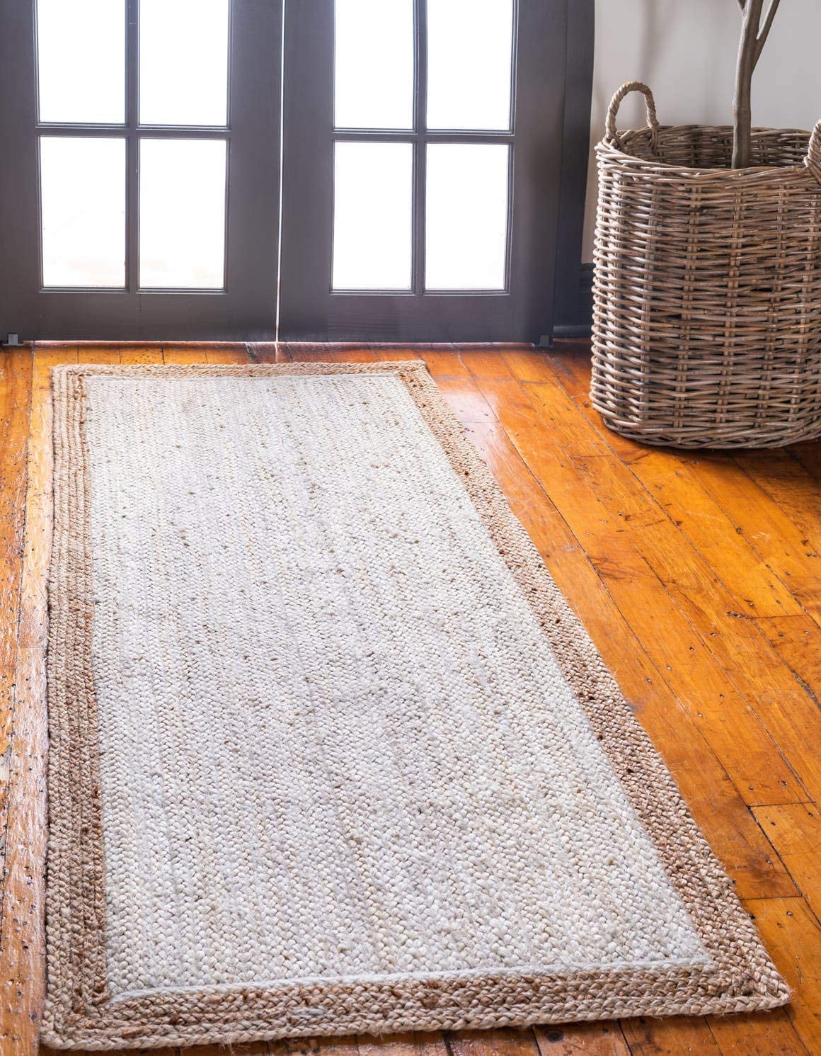 DecorAvenue Hand Woven Braided Farmhouse Jute Area Rug Off White Color ...