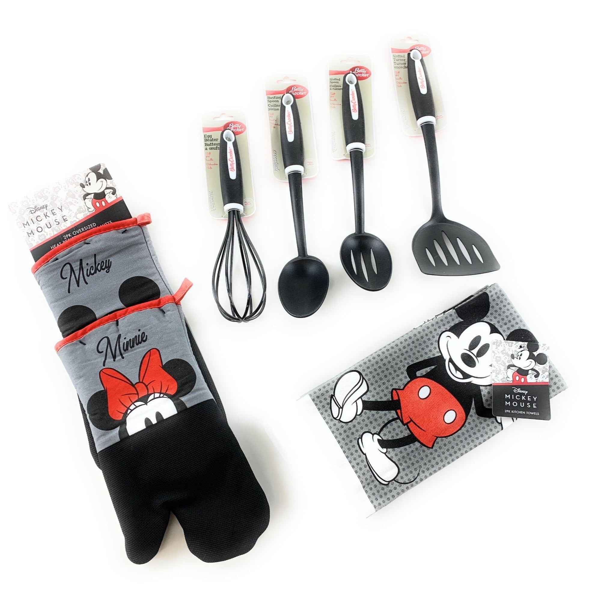 Disney Kitchen Gift Set! Oven Mitts + Towels + Cooking Tools! Mickey ...