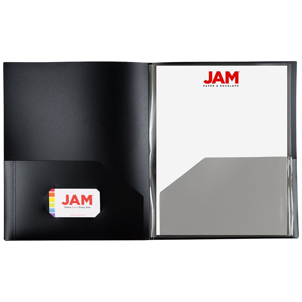 JAM Heavy Duty Plastic Multi Pocket Folders, 6 Pocket Organizer, Black ...