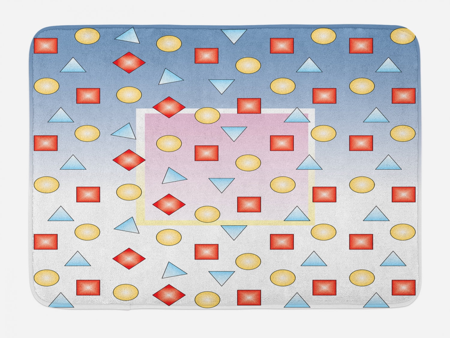 Modern Bath Mat, Big Square on Background of Several Geometric Shapes ...