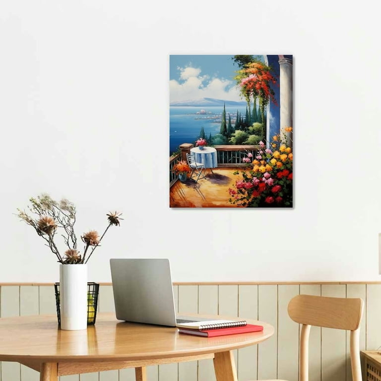 Mediterranean Wall Art Canvas Designart "Colorful Flowers In