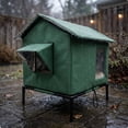 Lazsy Elevated Cat House Pitched Roof Outdoor Cat House 600D Oxford ...