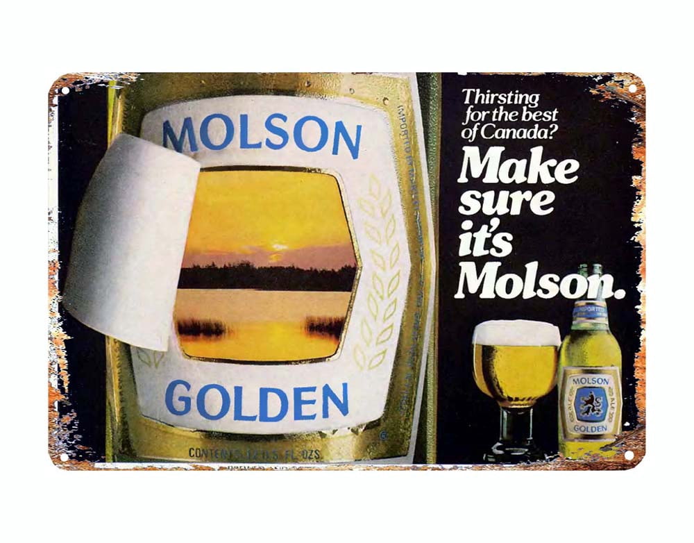 1980 Thirsting for best of Canada Molson beer metal tin sign vintage ...