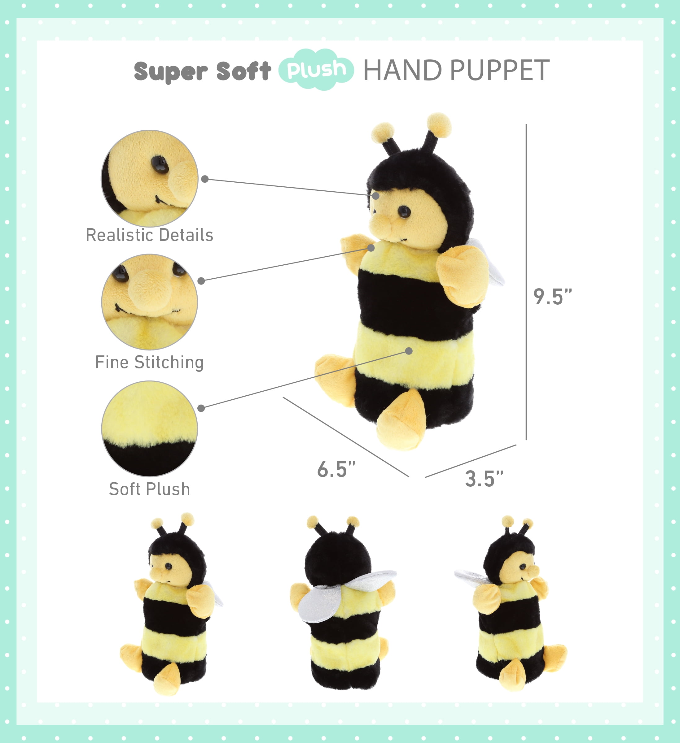 Buy DolliBu Honeybee Plush Hand Puppet for Kids - Soft Furry Stuffed ...