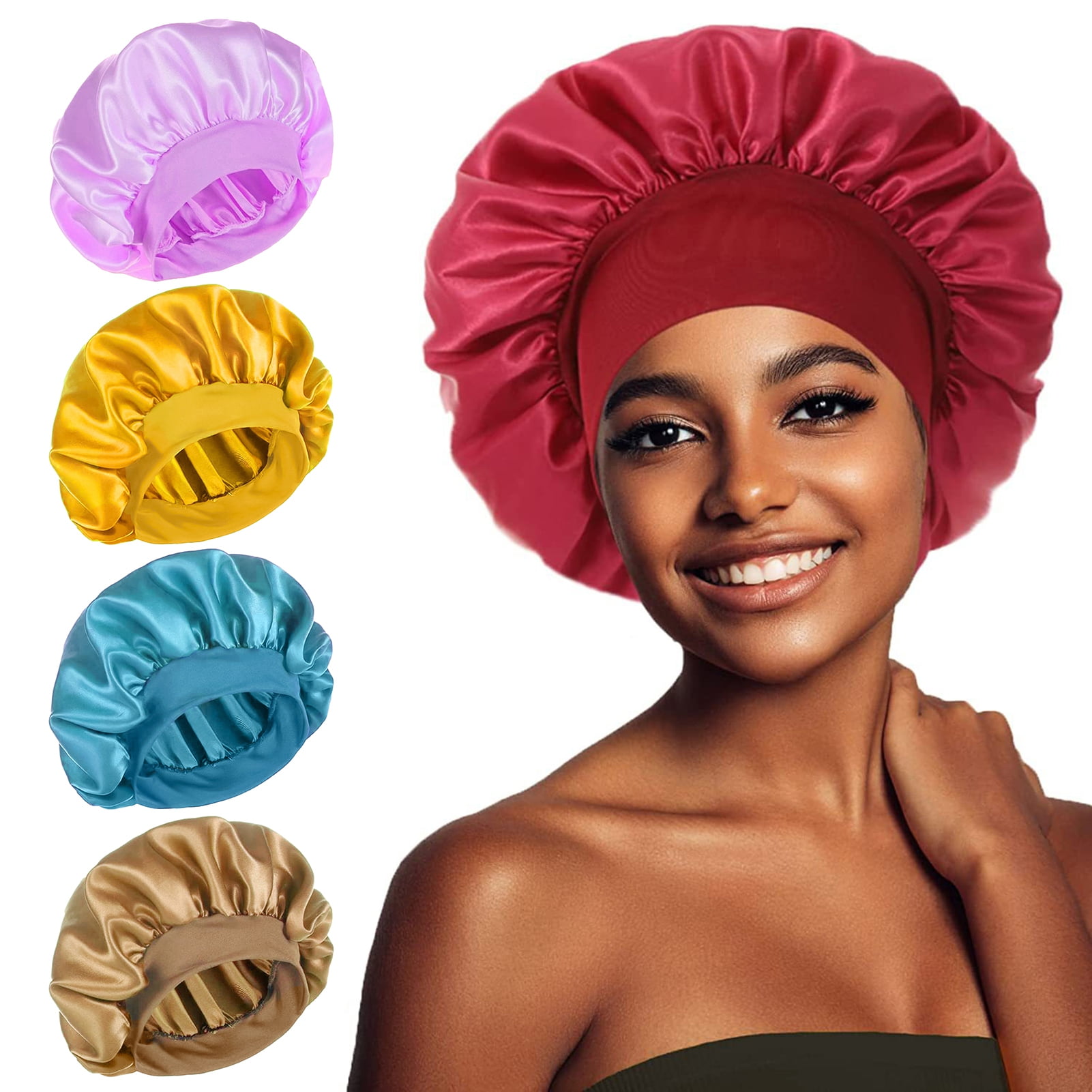 SunSunrise Foldable Soft Satin Silk Salon Bonnet Night Sleeping Wide ...