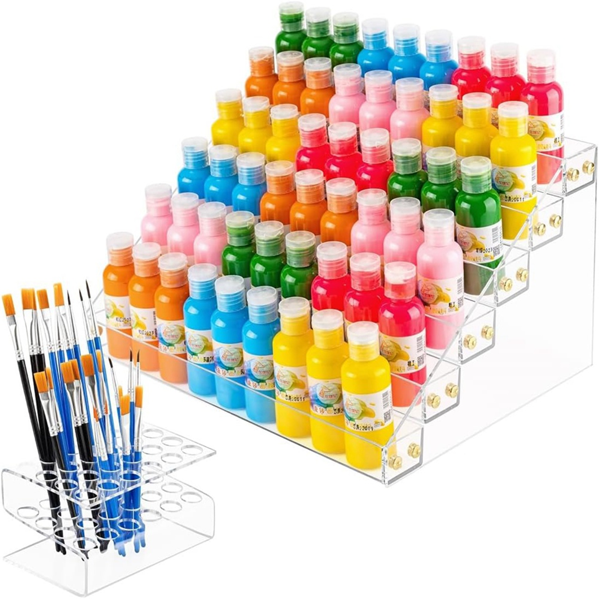 6-Tier Acrylic Paint Storage Box, 24-Slot Paint Brush Holder for ...