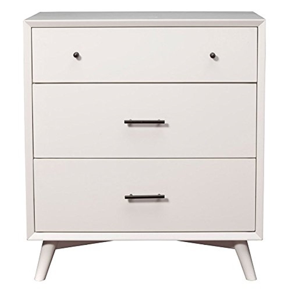 Flynn Mid Century Modern 3 Drawer Small Chest in White Finish - Walmart ...