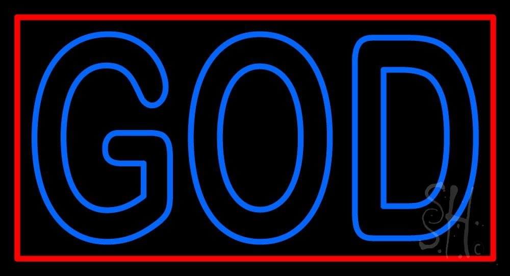 Red God With Border LED Neon Sign 20" Tall x 37" Wide - inches Black ...