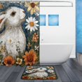 Bath Curtain & 66x72in Non-Slip Bath Mat Set 12-Grommet Shower Curtain ...