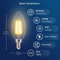 60W Equivalent LED Chandelier Light Bulbs, Dimmable, E12 Base, Clear ...