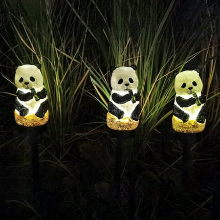 Jinveno Solar Frog/Panda Light Waterproof Outdoor Statue LED Garden ...