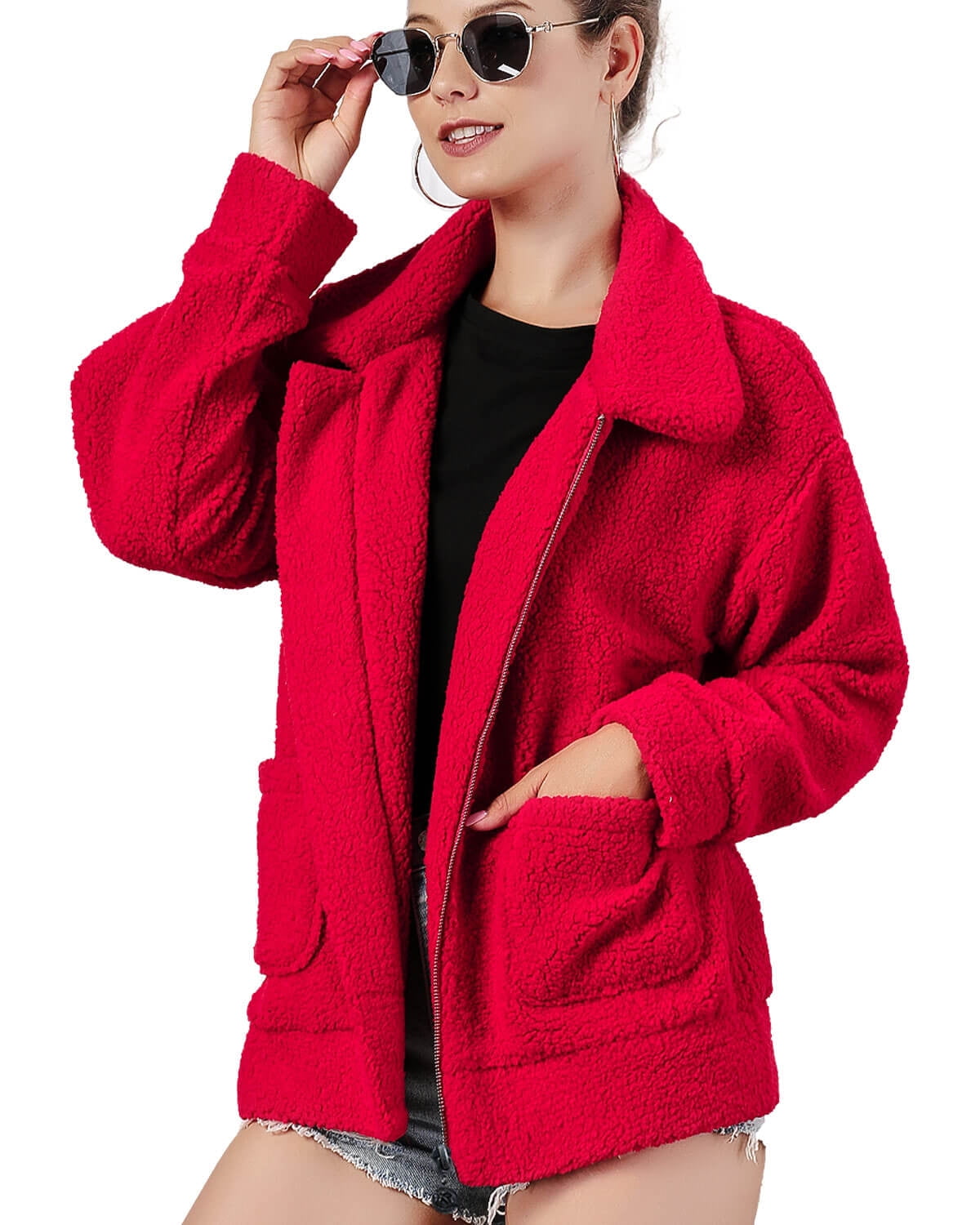 As Rose Rich Women's Fleece Jacket Sherpa Coats,S-XL - Walmart.com