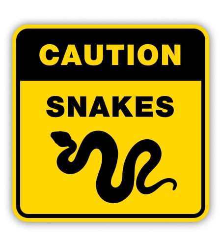 Caution Snakes - 8" Vinyl Sticker - For Car Laptop I-Pad - Waterproof ...