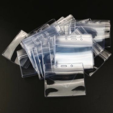 GOGO Set of 50 Clear Plastic Name Tag Badge Id Card Holders Large Heavy ...