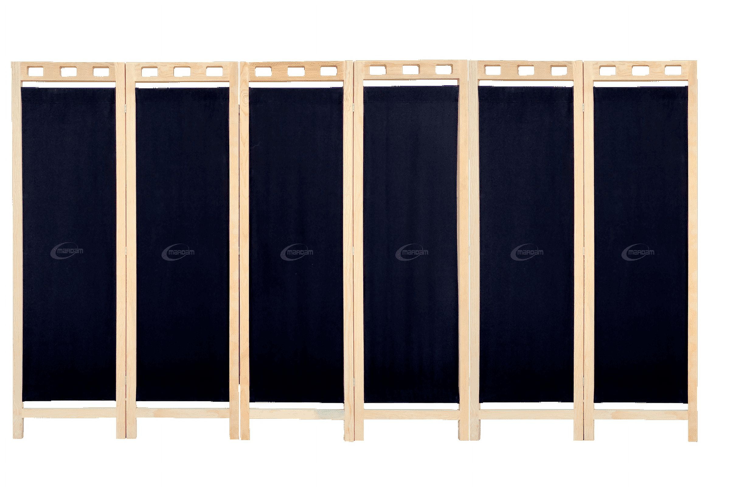Biombo MARDAM Mampara DE Madera DE pino natural 6 Paneles color negro ...
