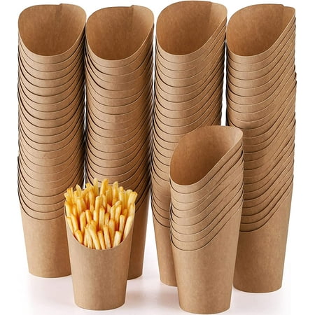 FanShow 100 Pack Kraft Paper French Fries Cup, 16 oz Disposable French ...