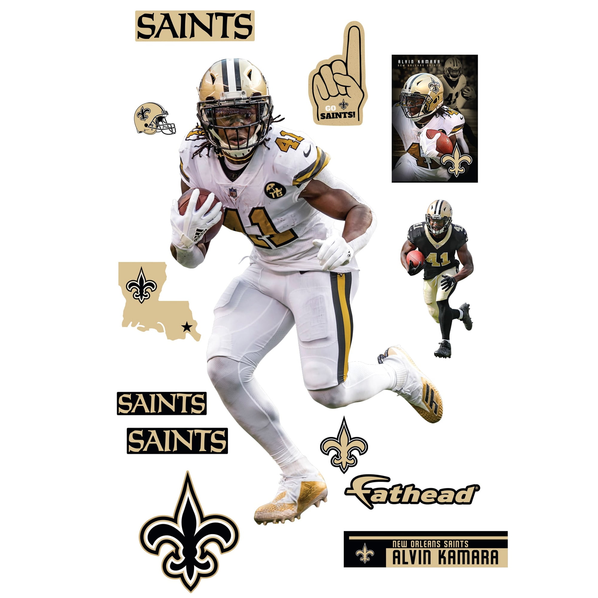 Fathead Alvin Kamara New Orleans Saints Color Rush 13-Pack Life-Size ...