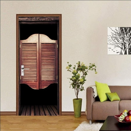 3D Door Mural For Interior Home Decor Creative Double-Opening Wooden ...
