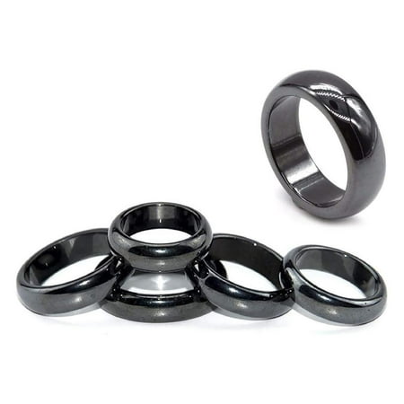 5 Pieces Rings Anxiety Balance Black Stone Cambered Surface 5 Pieces ...