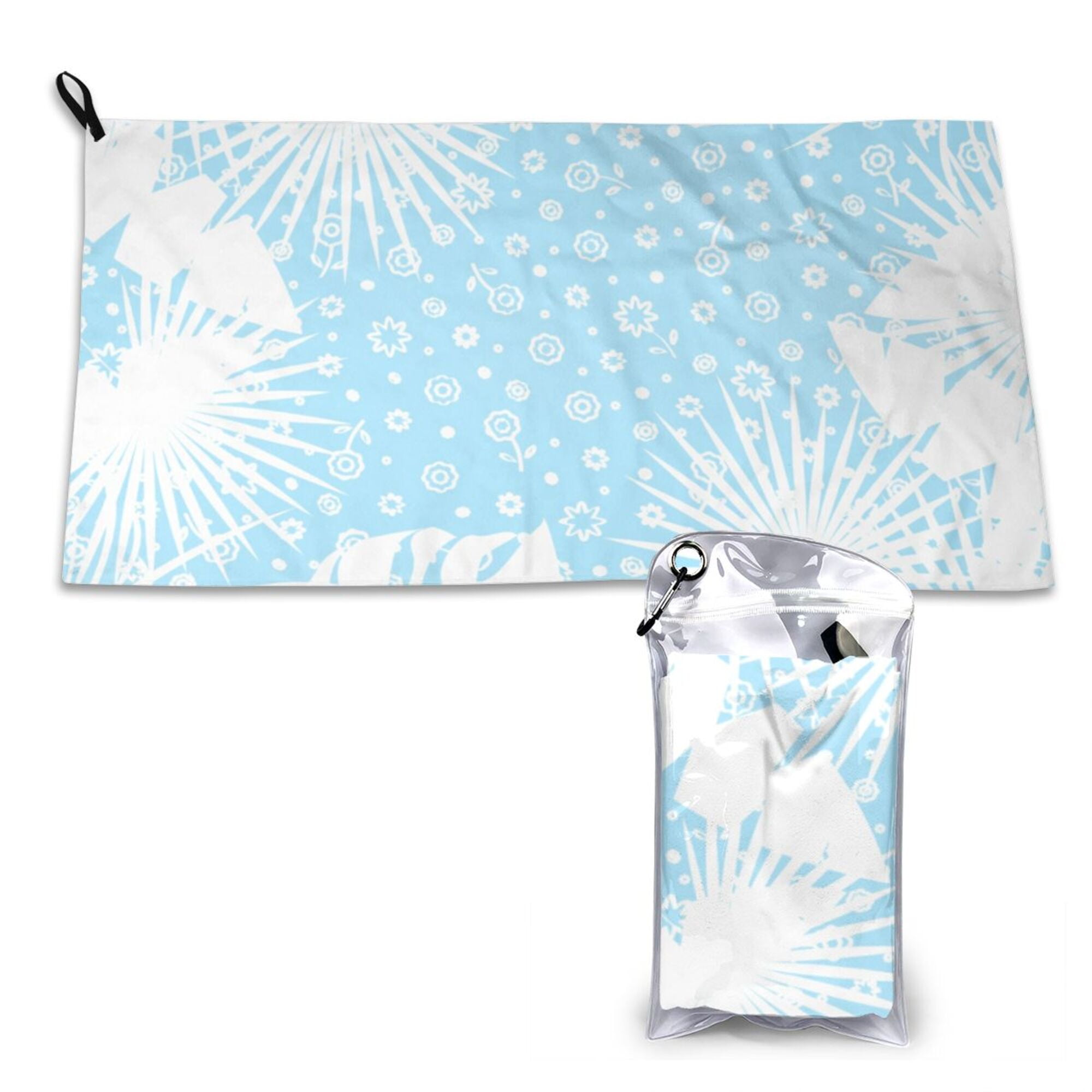 YFYANG Adult Microfiber Portable Travel Towel, Blue Floral Pattern ...