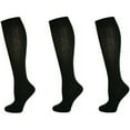 Classic Flat Knit Combed Cotton Knee High Socks 3 Pair Pck, School ...