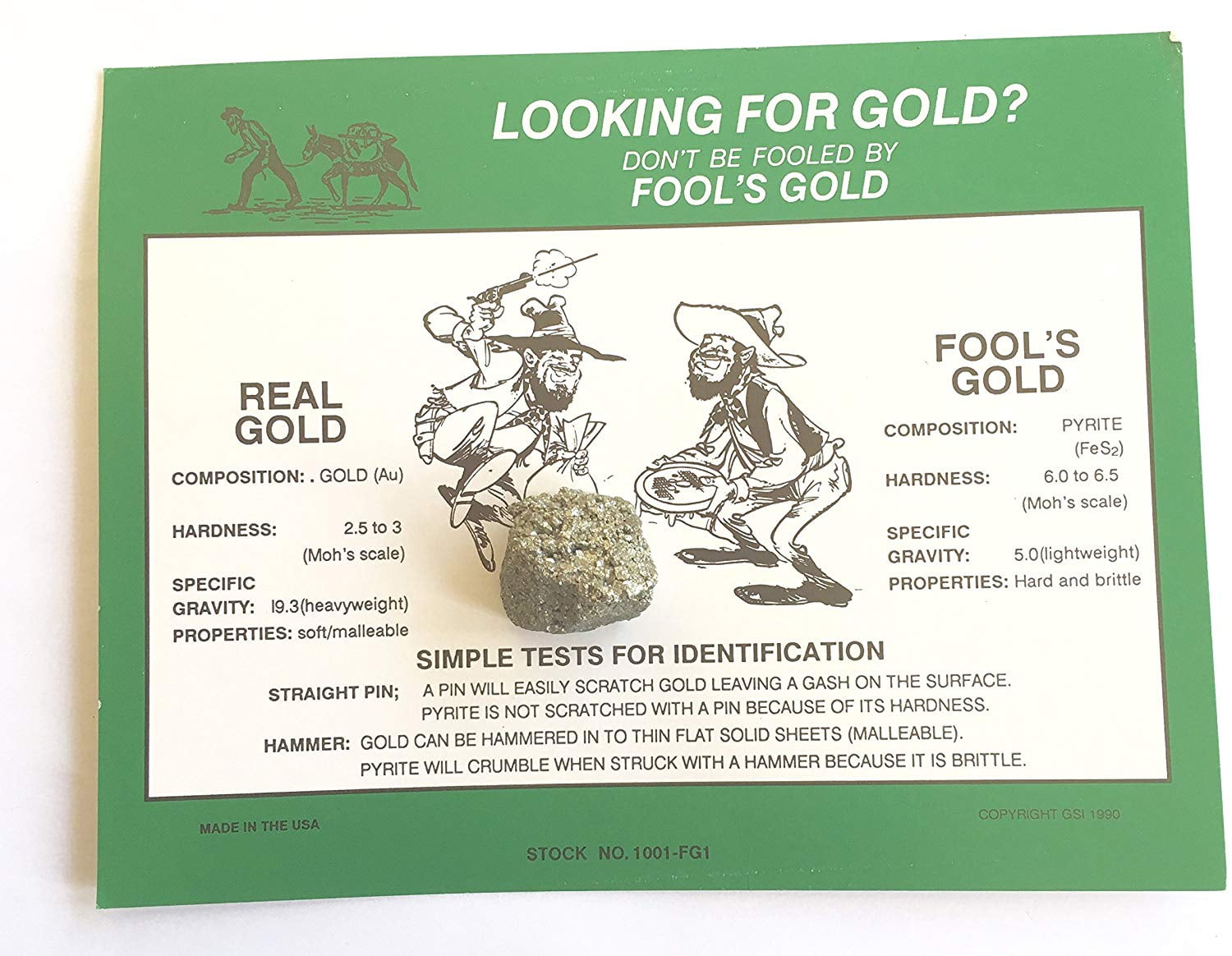 Fool's Gold vs. Real Gold ID Card with Real Pyrite (Fool's Gold ...