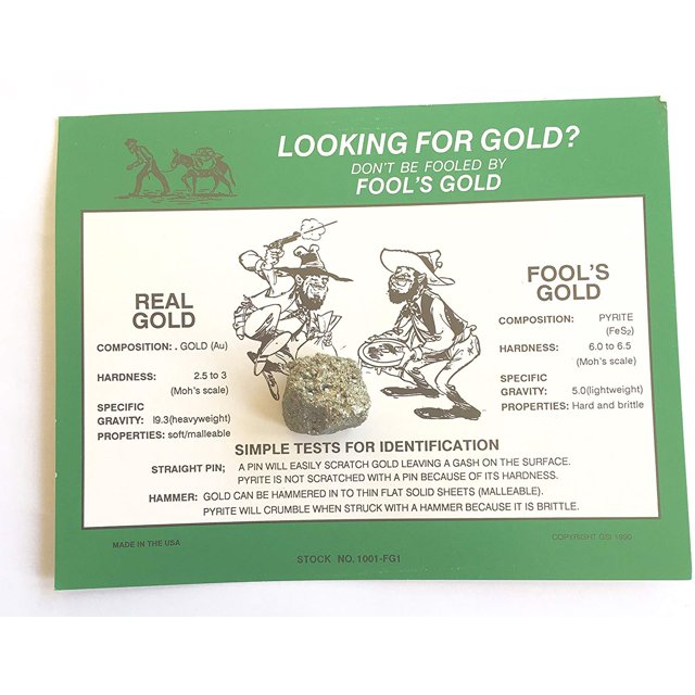 Fool's Gold vs. Real Gold ID Card with Real Pyrite (Fool's Gold ...