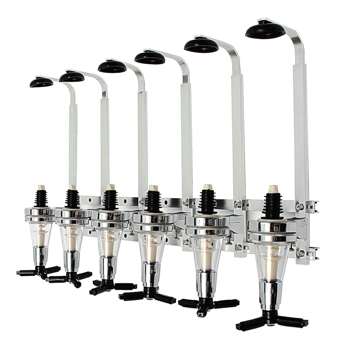 6 Bottles Bar Dispenser Wine Alcohol Liquor Shot Pourer Rack Alloy Wall ...