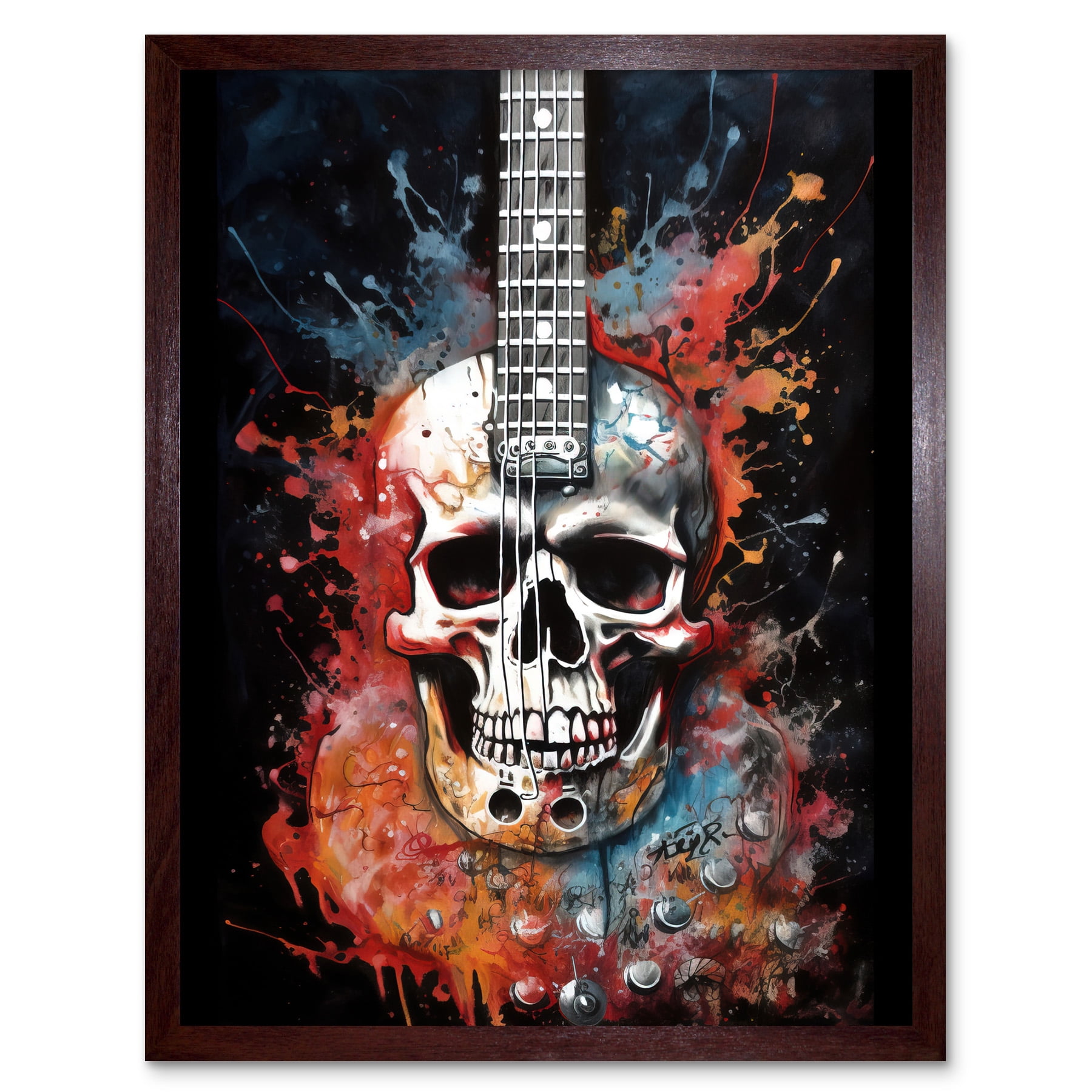 Electric Skull Guitar Death Metal Music Concept Splatter Art Modern ...