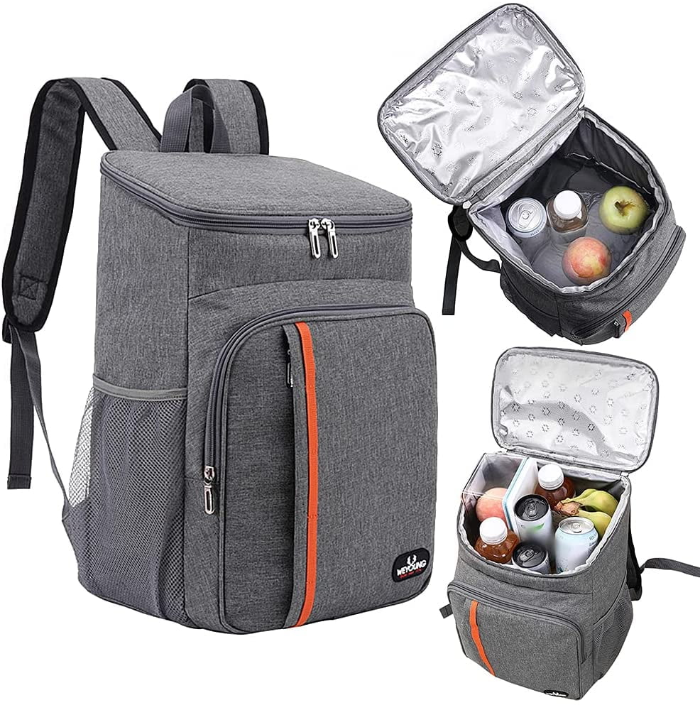 Insulated Cooler Backpack, Leakproof Lightweight 22L Bag, Gray ...