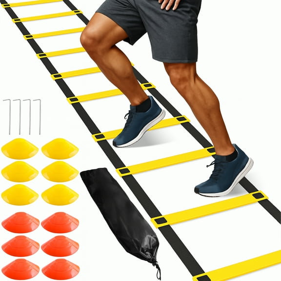 EDX Agility Ladder Training Set with Speed Parachute, Jump Hurdles ...